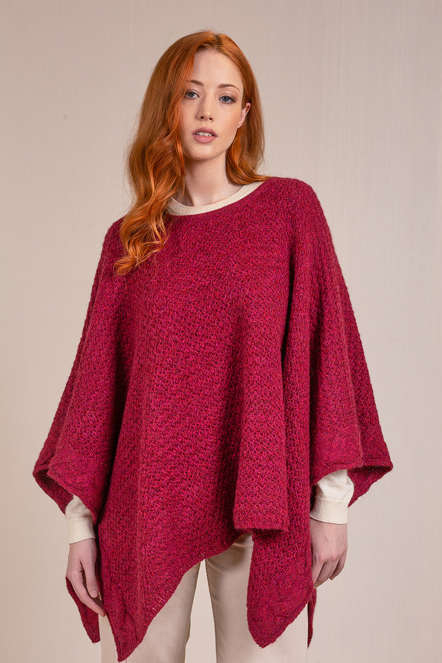 Poncho Valdivieso De Baby Alpaca Color Fiamma